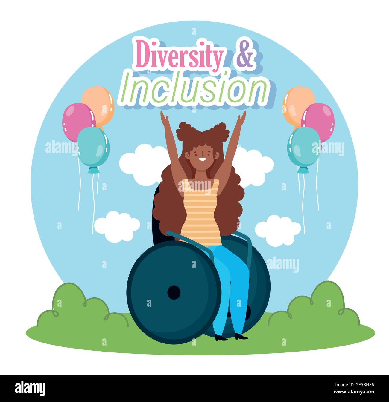 disabled girl sitting in a wheelchair celebrating, inclusion vector ...