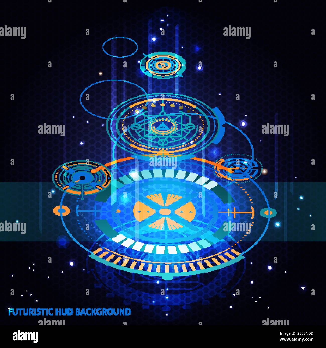 Futuristic HUD background with holographic circles and blue light flat ...