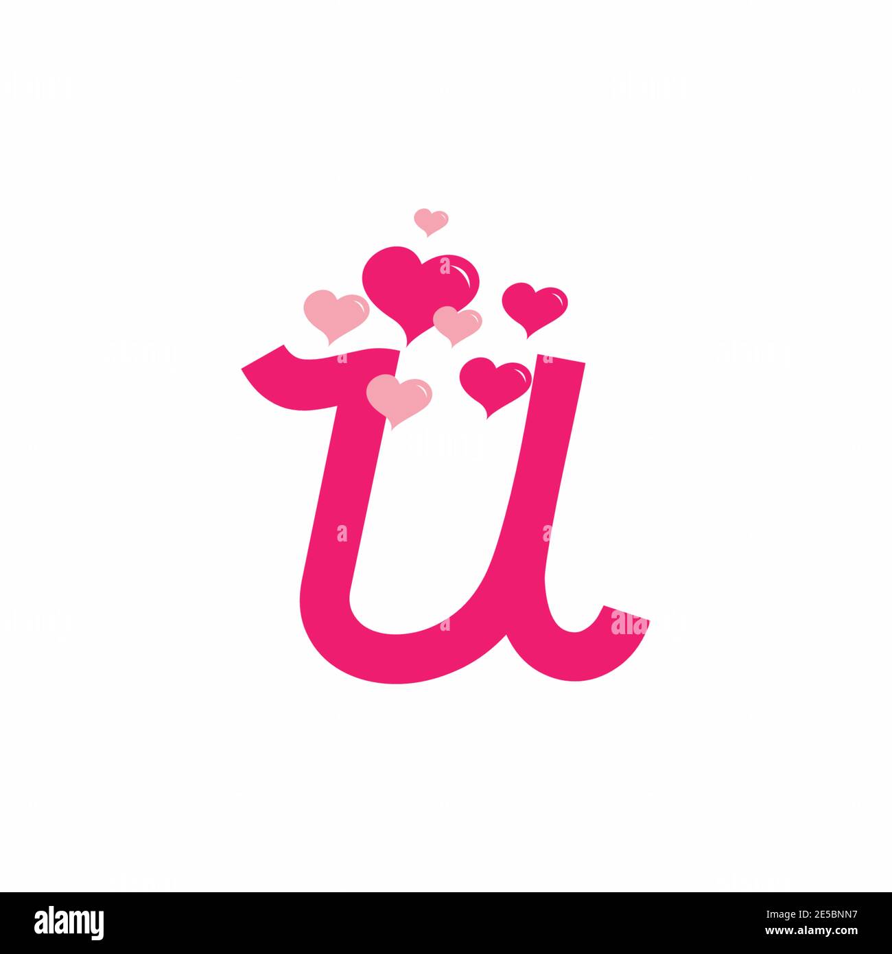 Pink U initial letter with love sign valentine vector design Stock ...