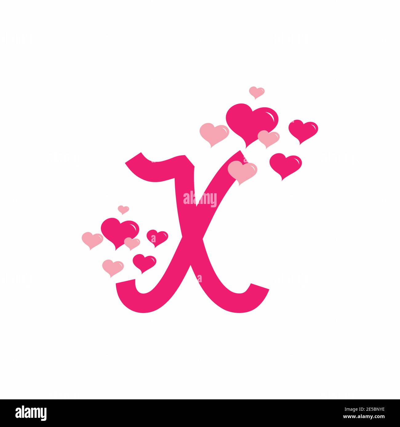 Pink X initial letter with love sign valentine vector design Stock ...