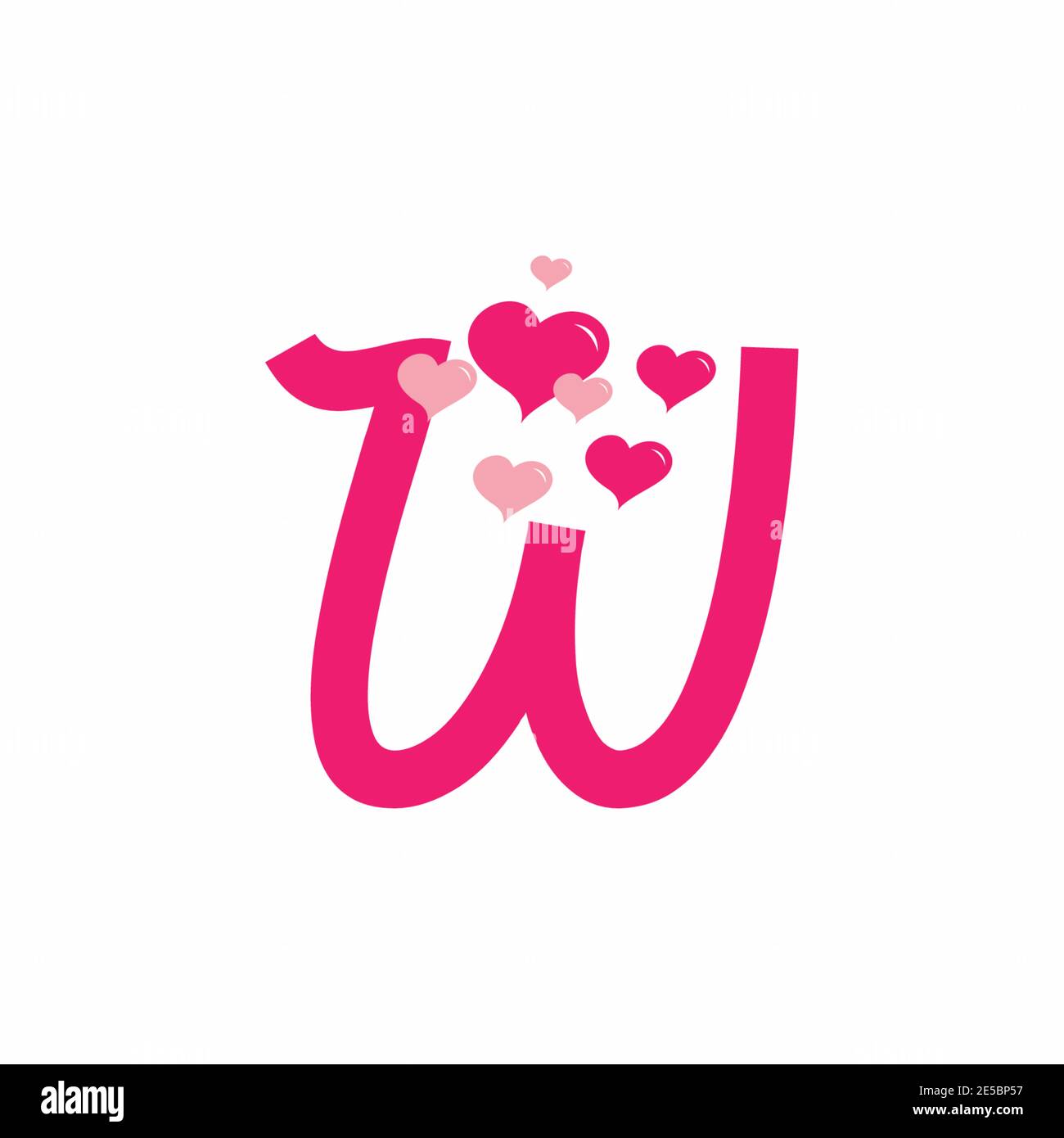 Pink W initial letter with love sign valentine vector design Stock ...