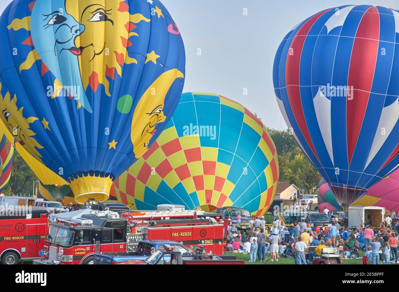 Hot Air Balloons being inflated Stock Photo - Alamy