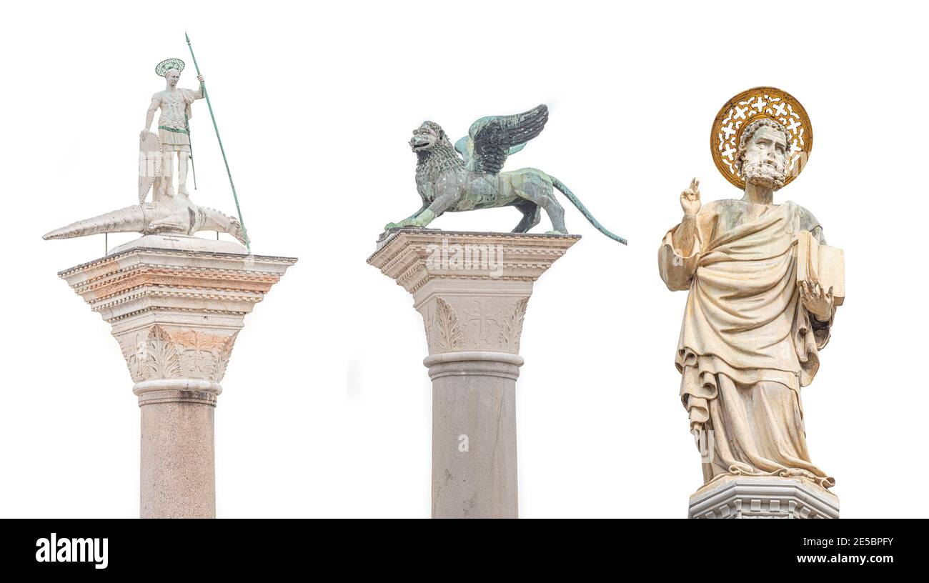 Set of original most famous ancient top sculptures of symbol of Venice ...