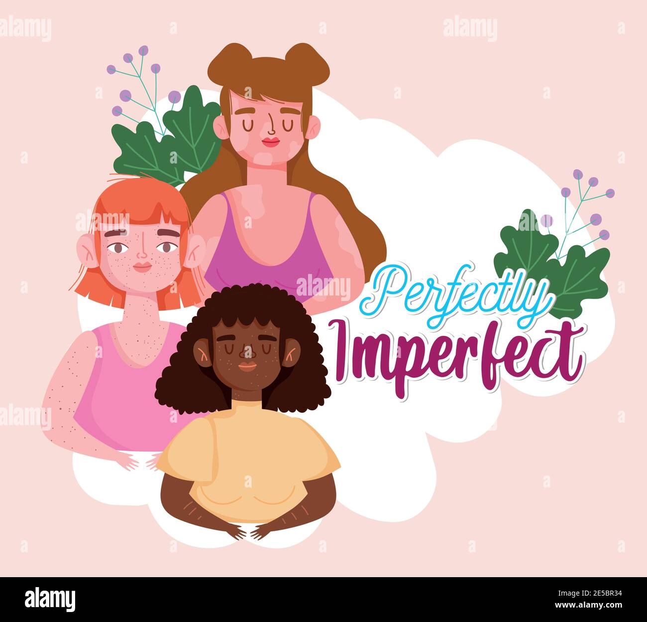 Perfectly imperfect afro women with freckles and vitiligo characters ...