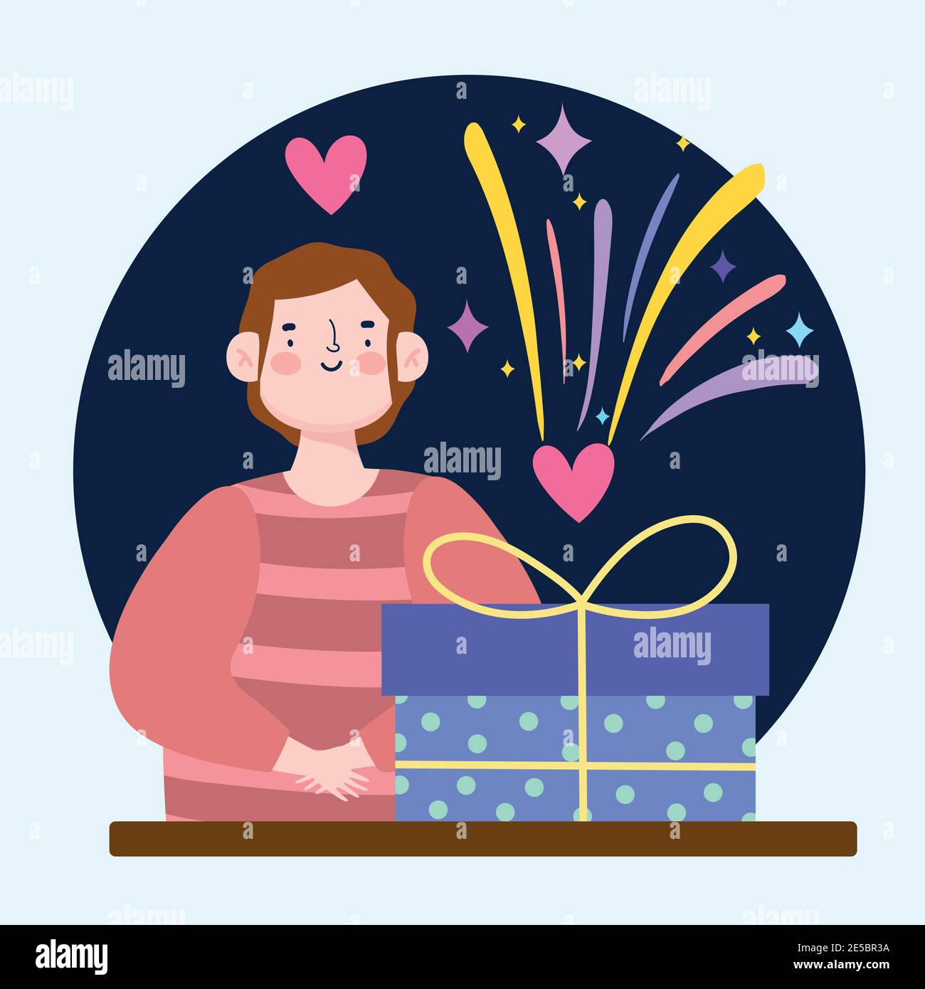 man with gift box confetti party celebration cartoon vector ...