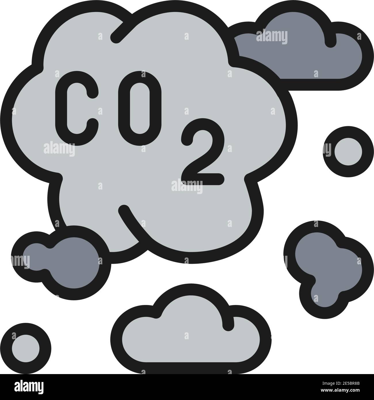 Air pollution, industrial smog, co2 emissions flat color line icon ...