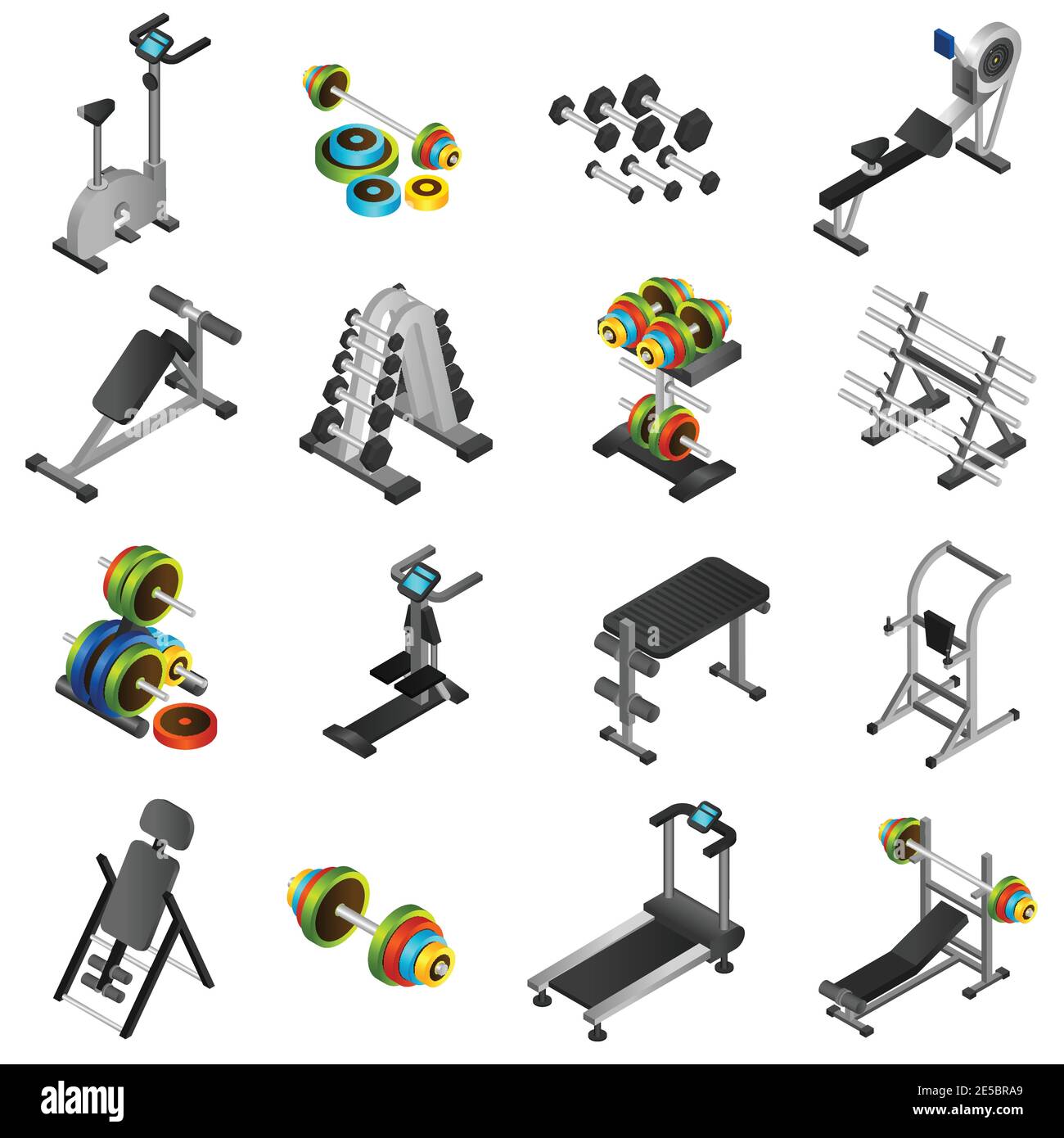 Realistic 3d icons set of different fitness equipments and training ...