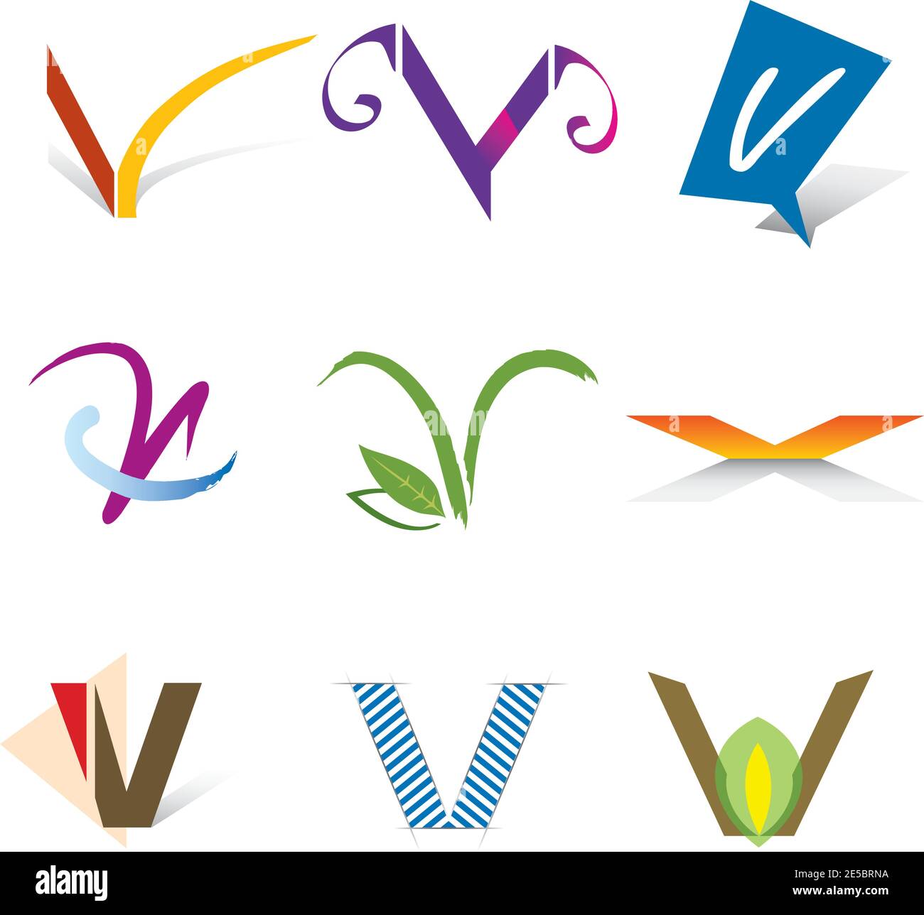 Set of Decorative Letter V Icons - Elements for Logo Design Stock ...