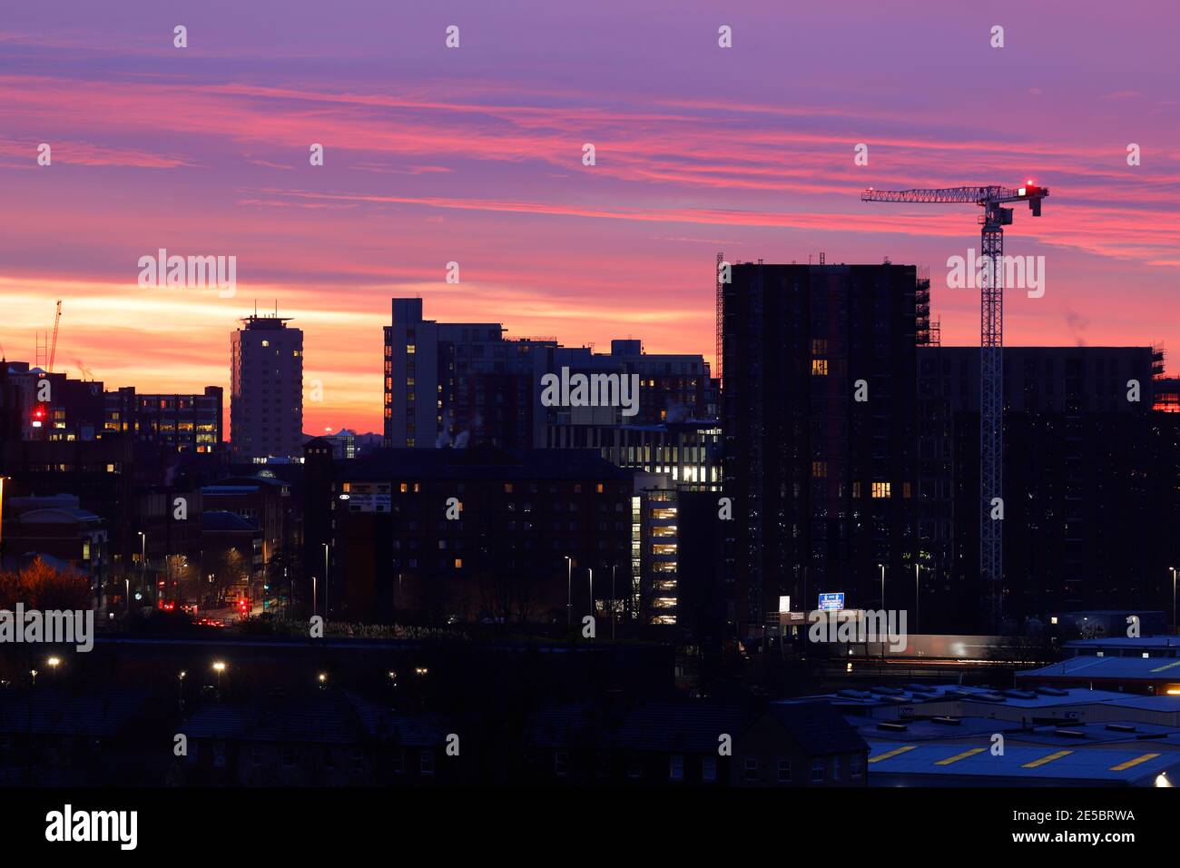 Leeds skyline at sunrise Stock Photo - Alamy