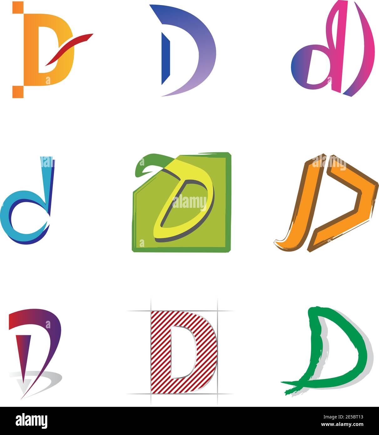 Set of Decorative Letter D Icons - Elements for Logo Design Stock ...