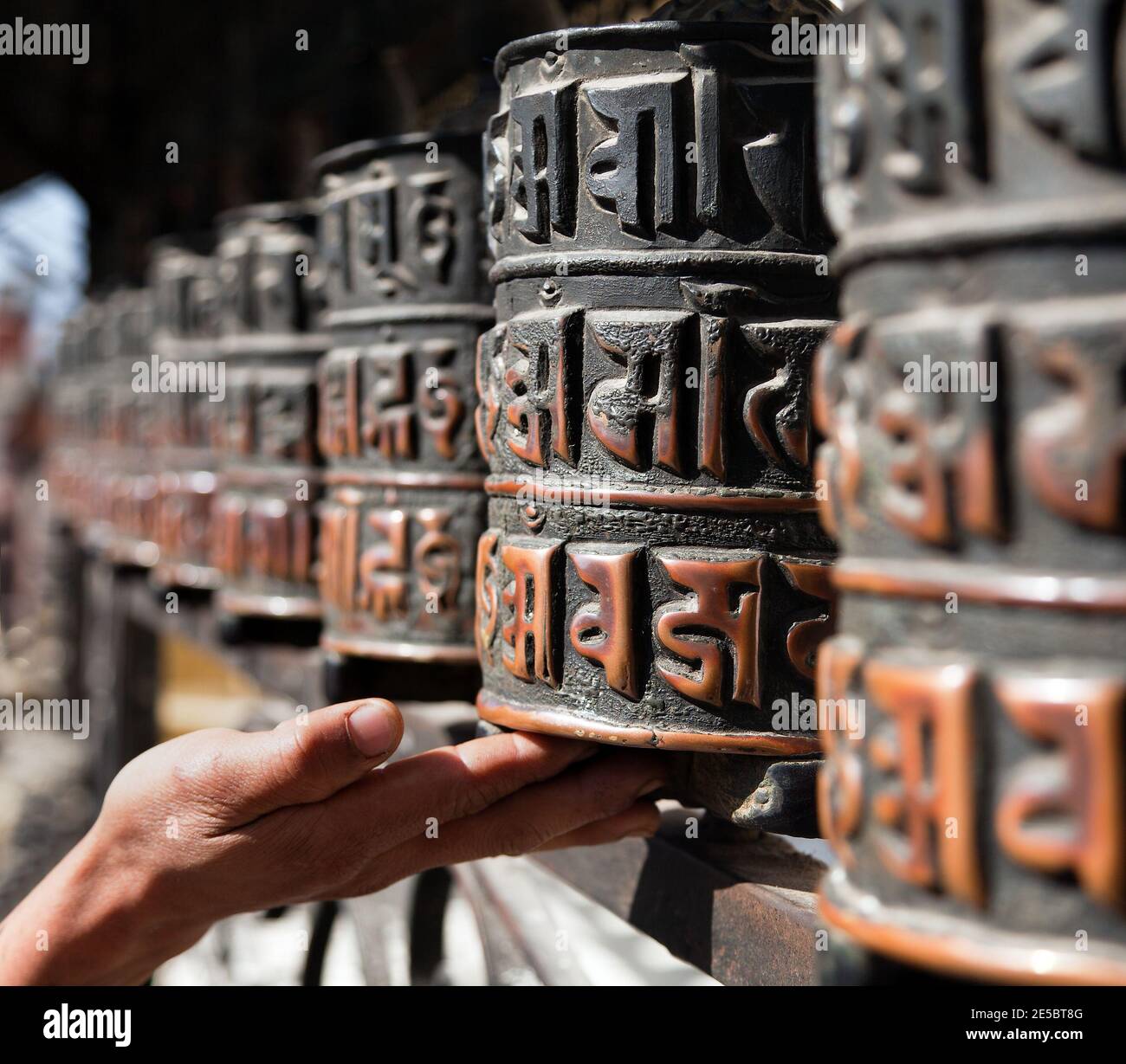 Nepal prayer wheel hand hi-res stock photography and images - Alamy