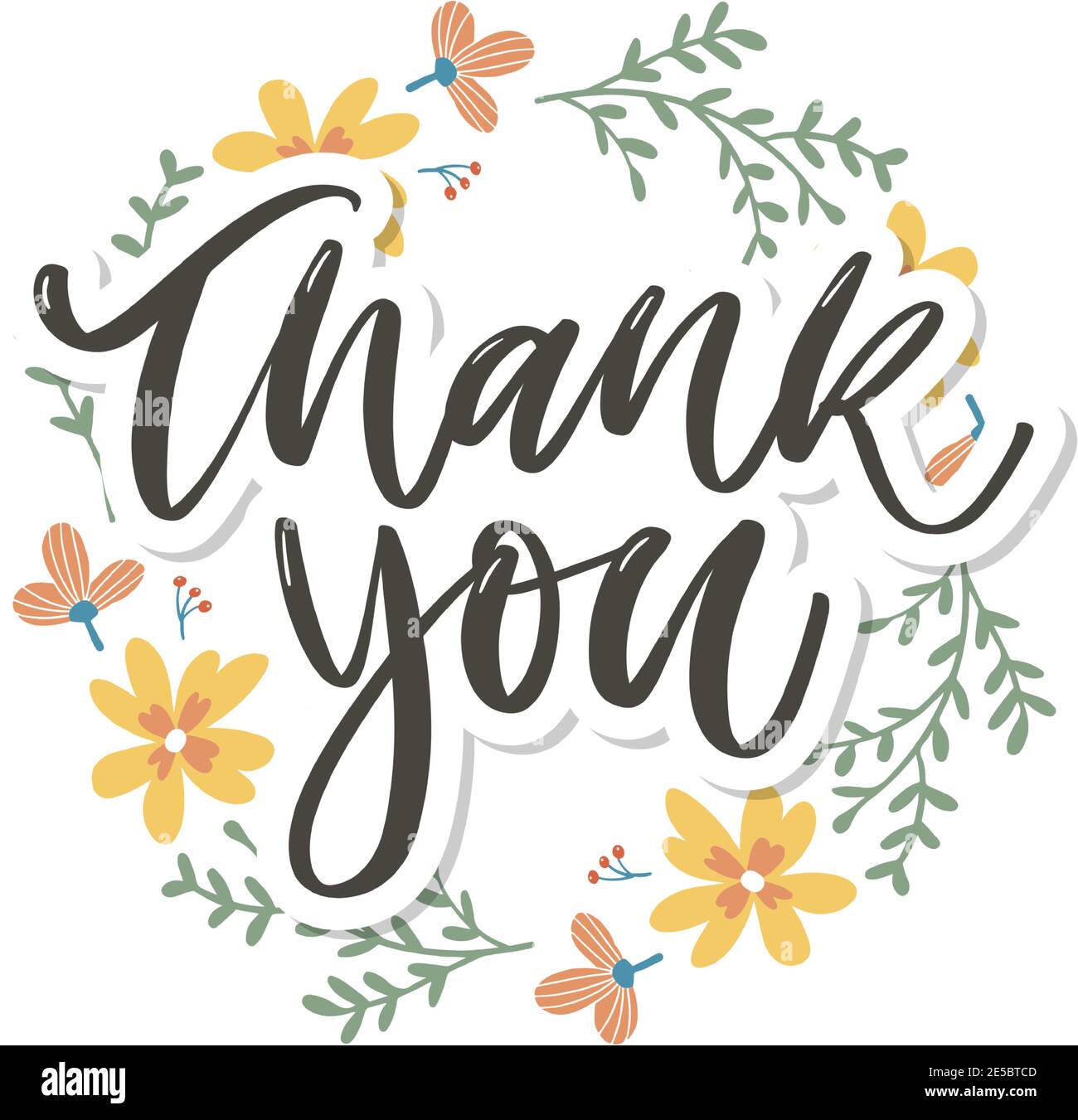 Cute Thank You Script Card Stock Vector Image & Art - Alamy
