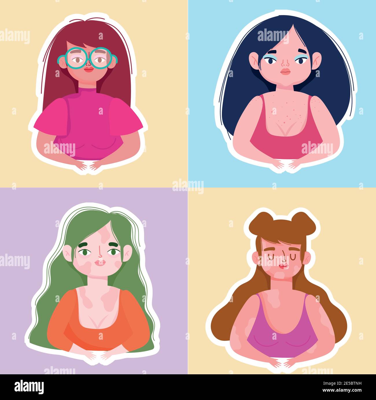 Perfectly imperfect, set diverse women characters vector illustration ...