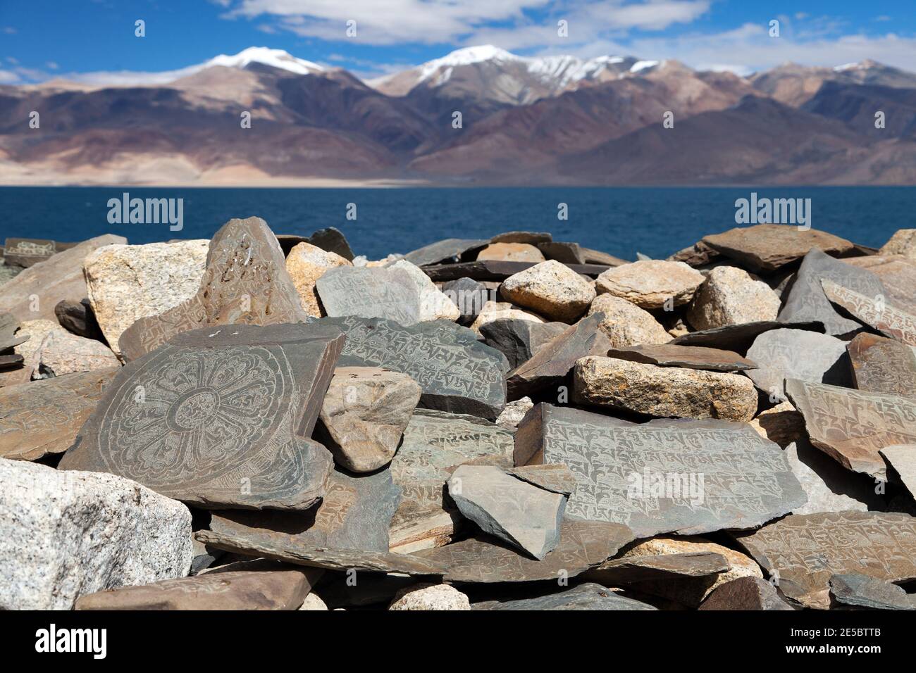 Mani wall and Tso Moriri lake - Rupshu valley - Jammu and Kashmir ...