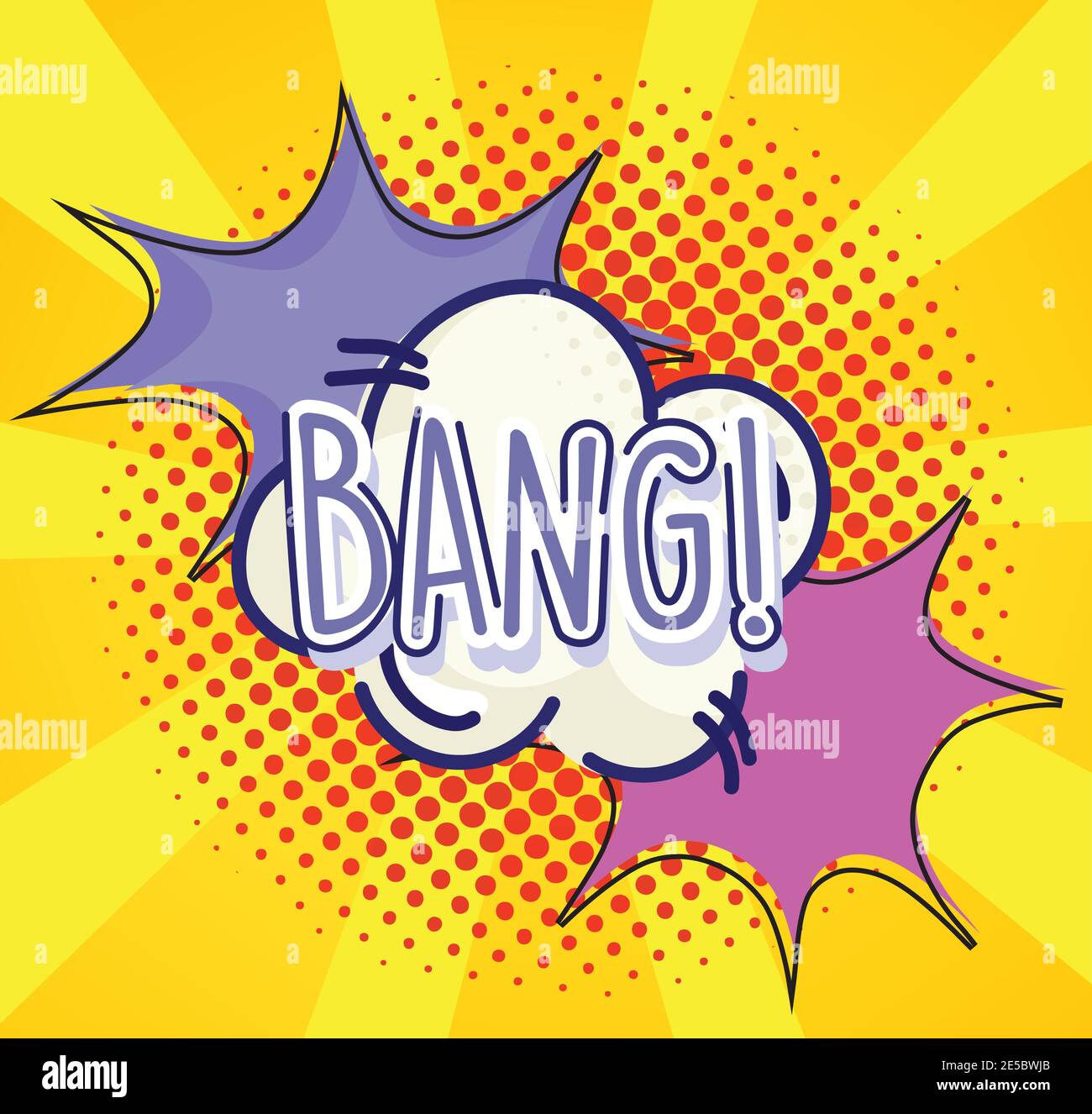 pop art bang explosion comic cloud and halftone background vector ...