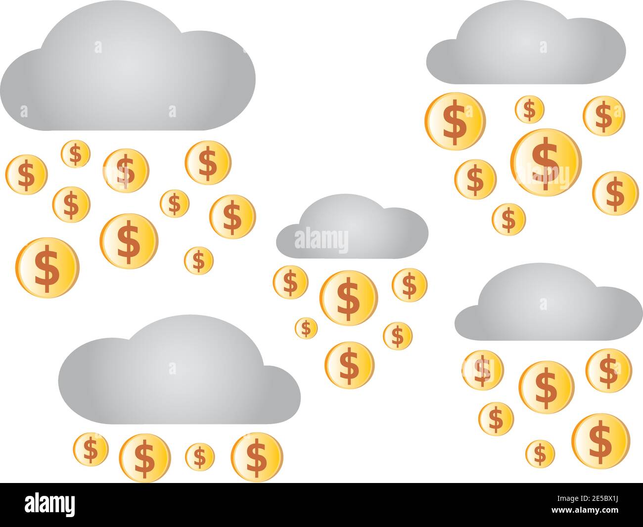 Clouds with Rain of Dollars in Gold Colors Stock Vector Image & Art - Alamy