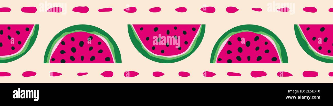 watermelon slices seamless vector border print Stock Vector Image & Art ...
