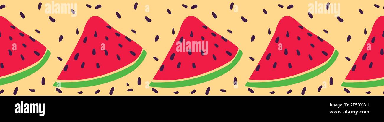 row of watermelon slices seamless vector border Stock Vector Image ...