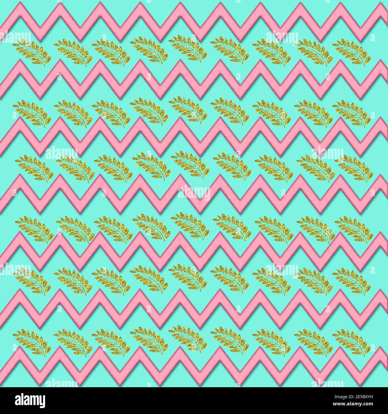 Mint And Coral Chevron Background