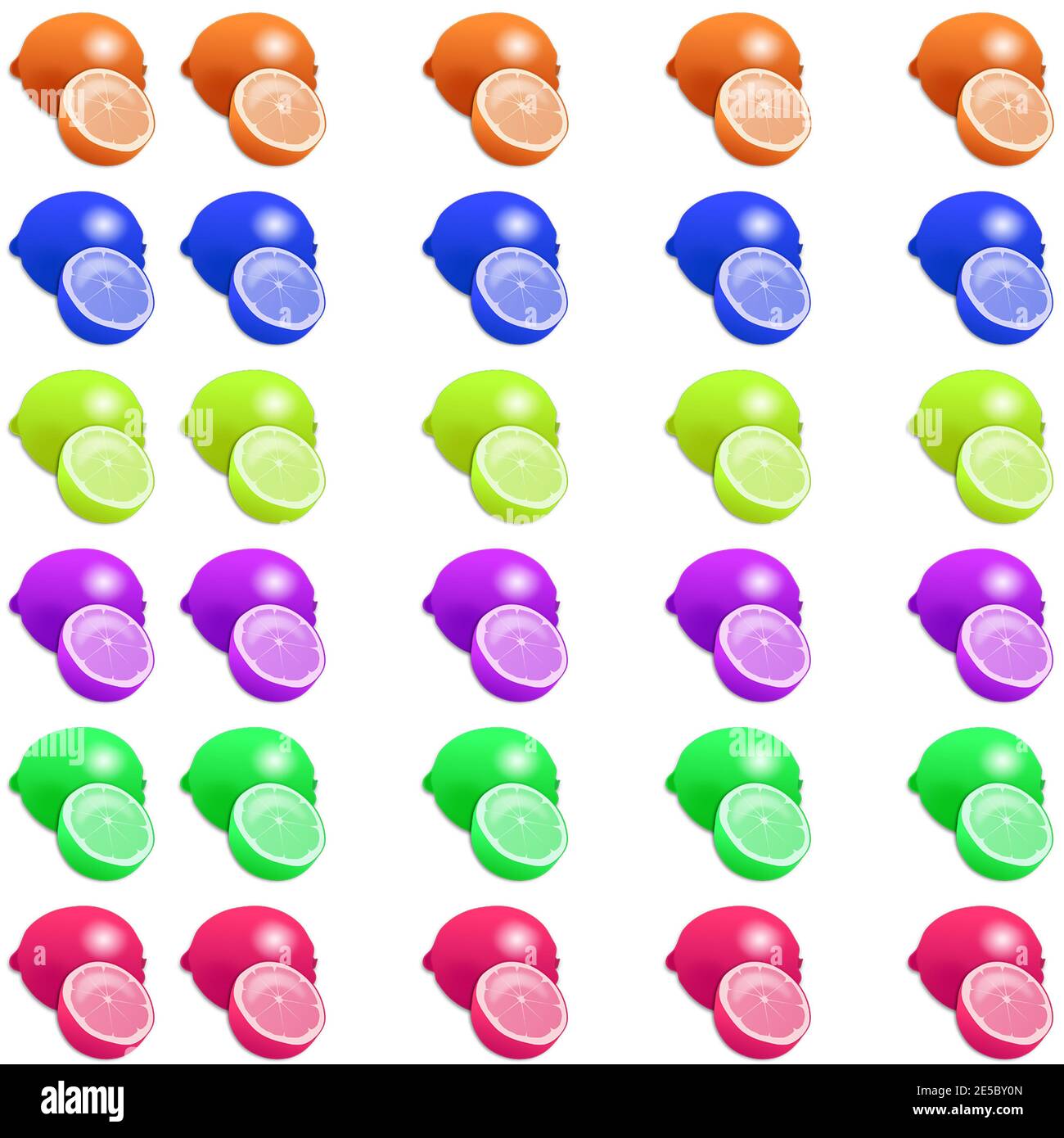 Illustration of a pattern of colorful lemons isolated on a white ...