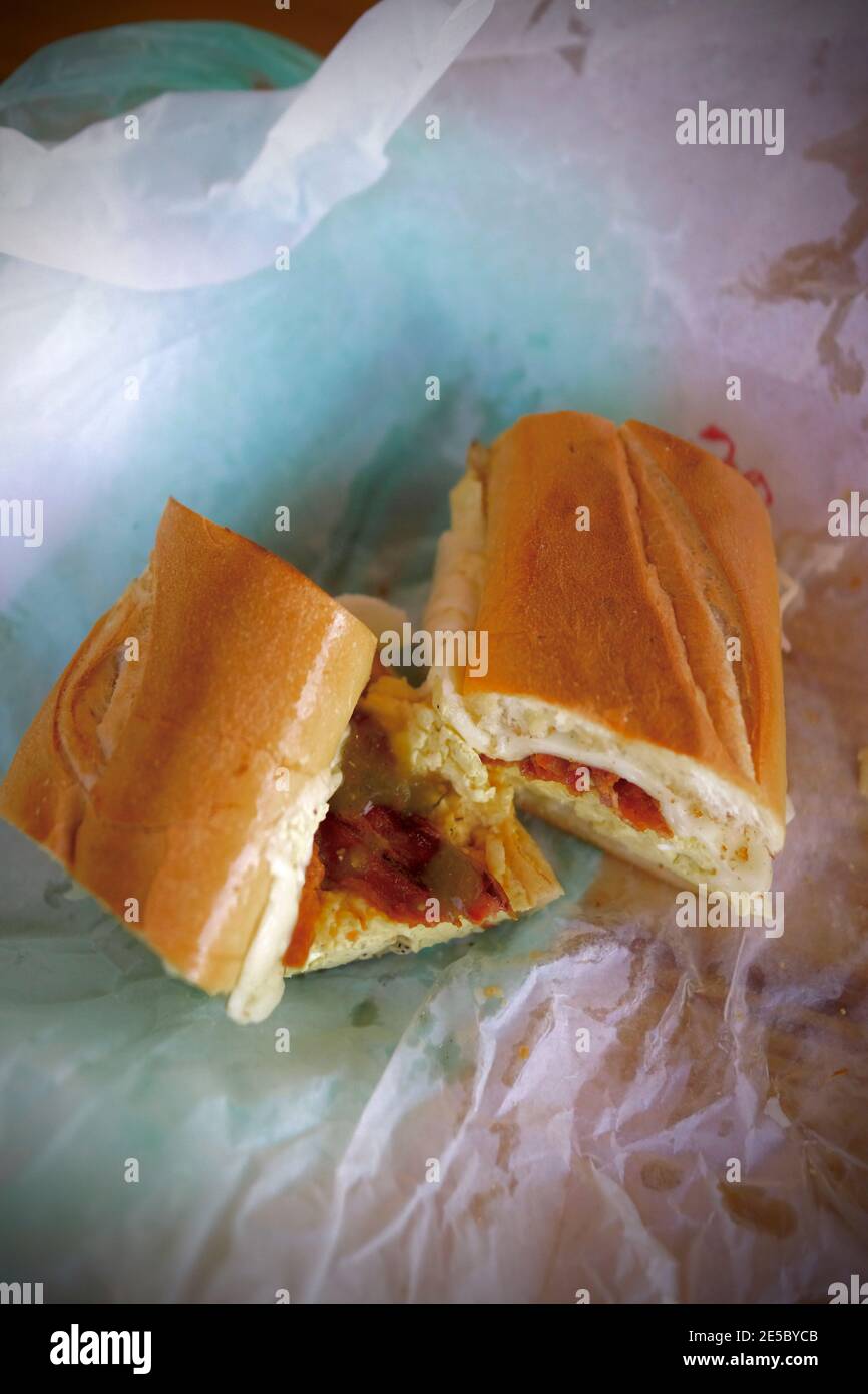 Cuban eggs sandwich in Key West, Florida, FL USA. Southern most point ...