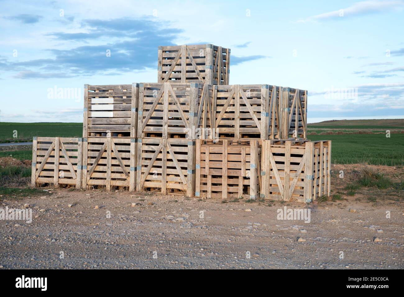 stacked wooden boxes Stock Photo - Alamy