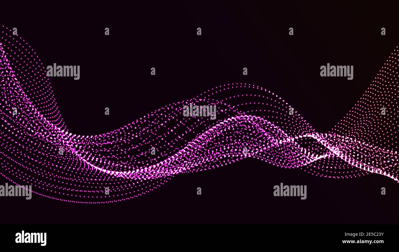 Abstract digital flowing particles. Cyber or technology background ...