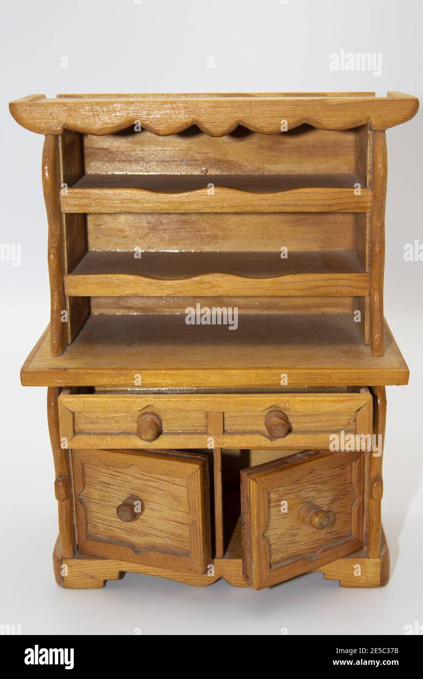 Vertical shot of a miniature empty wooden vintage closet Stock Photo ...