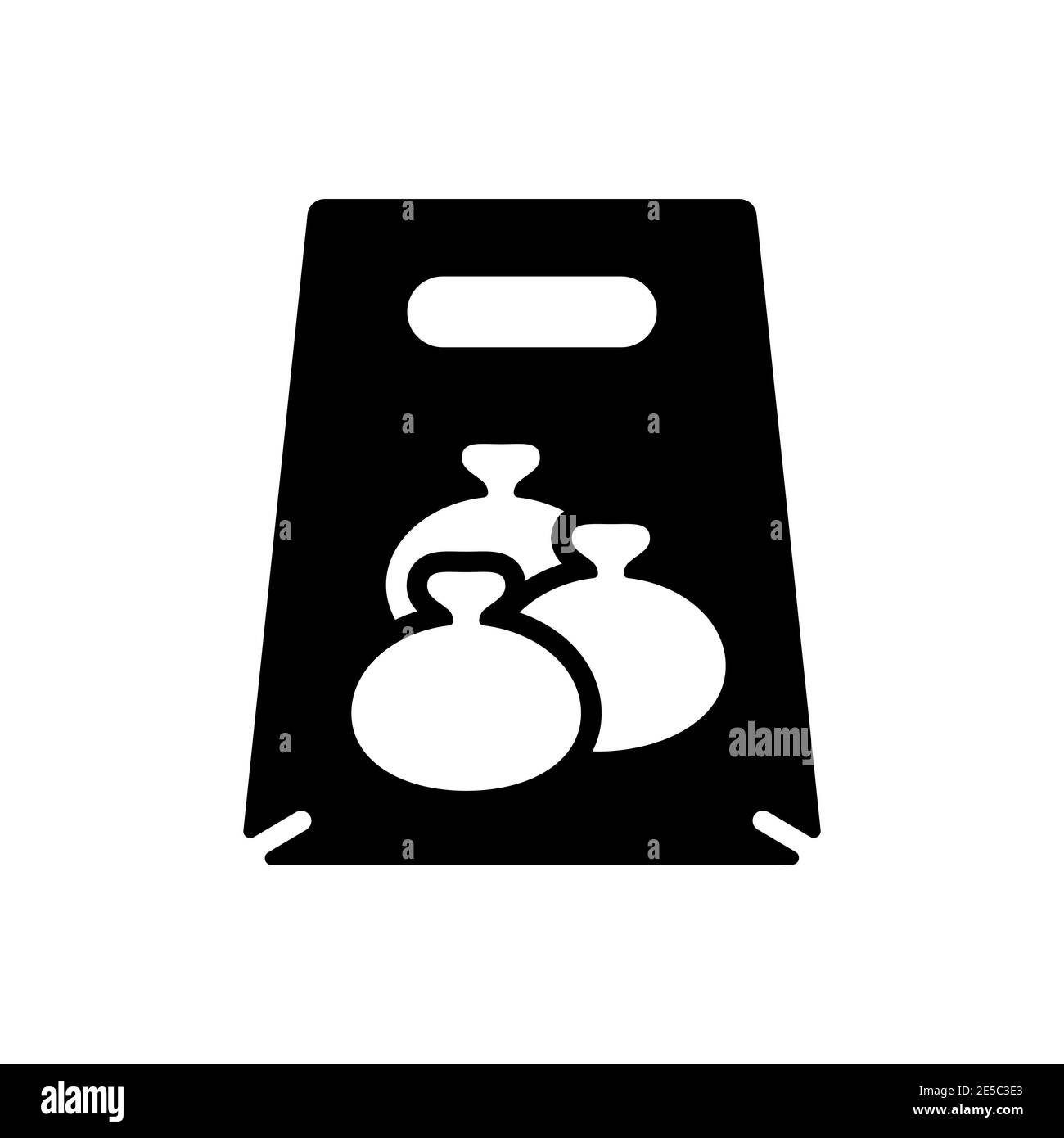 Fast food delivery take away paper bag vector glyph icon. Khinkali ...