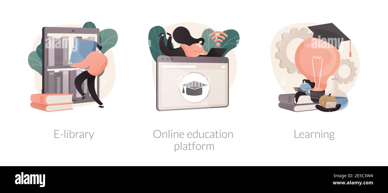 Elearning courses abstract concept vector illustrations Stock Vector ...