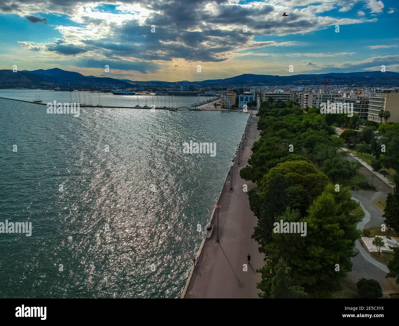 Aerial photo over Volos city and the port in Magnesia, Greece, Europe ...