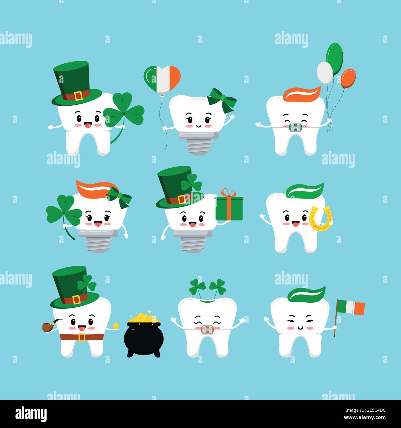 St Patrick cute teeth icon set isolated Stock Vector Image & Art - Alamy