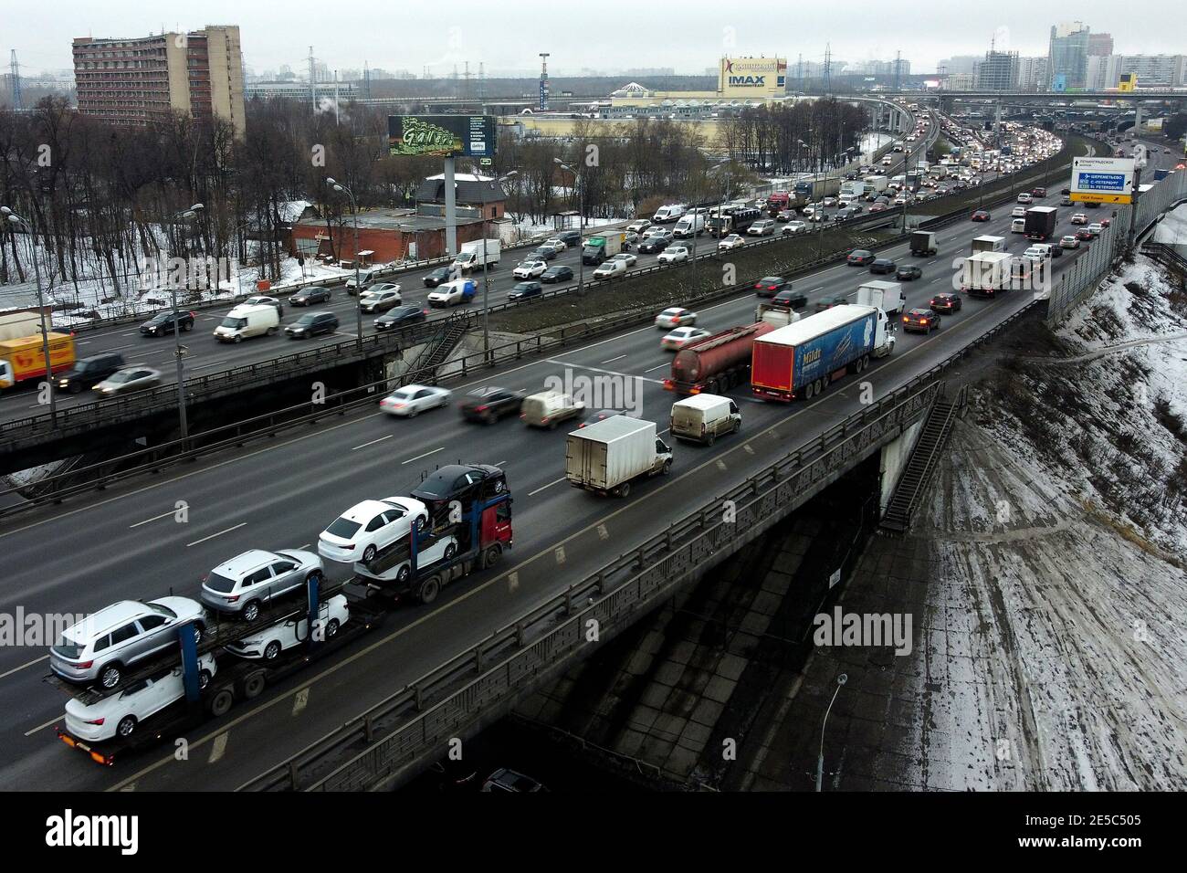 2020. Mosocw. The Moscow Automobile Ring Road, or MKAD traffic jam ...