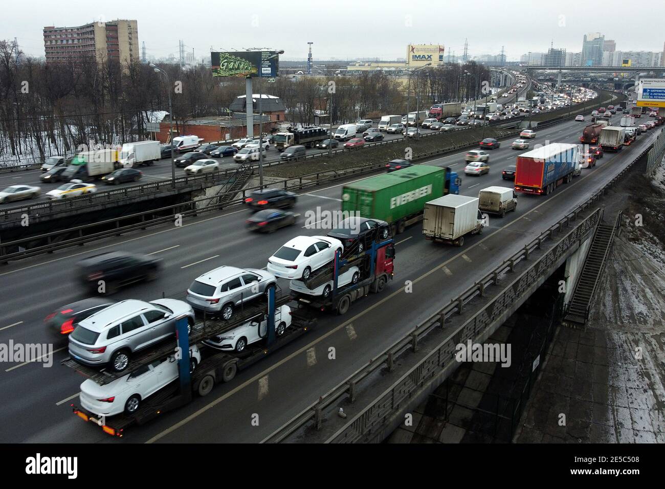 2020. Mosocw. The Moscow Automobile Ring Road, or MKAD traffic jam ...