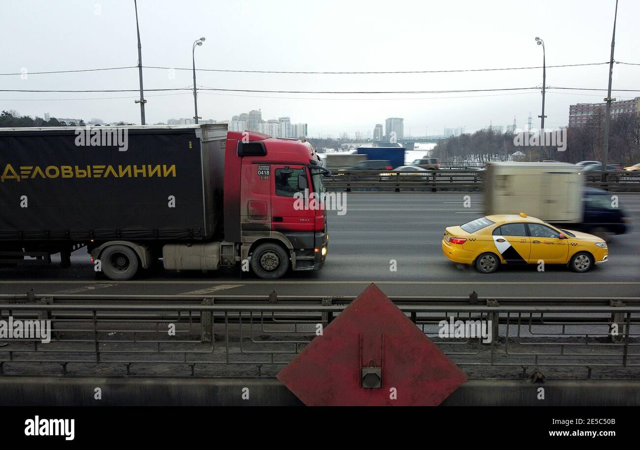 2020. Mosocw. The Moscow Automobile Ring Road, or MKAD traffic jam ...