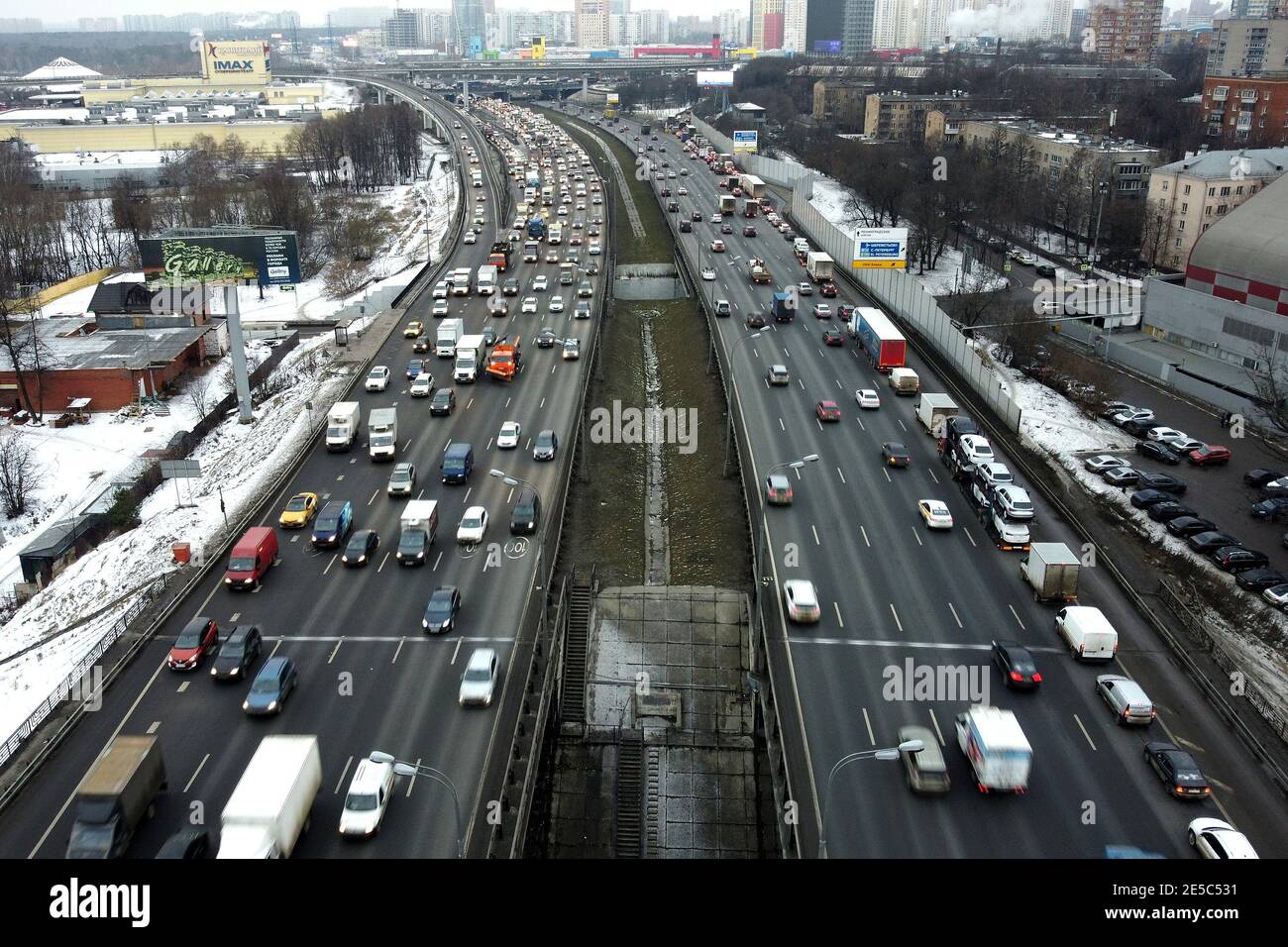 2020. Mosocw. The Moscow Automobile Ring Road, or MKAD traffic jam ...