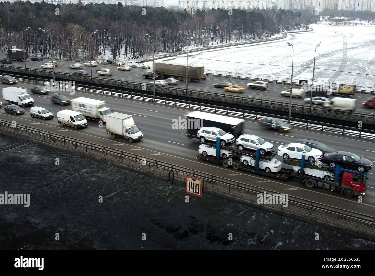 2020. Mosocw. The Moscow Automobile Ring Road, or MKAD traffic jam ...