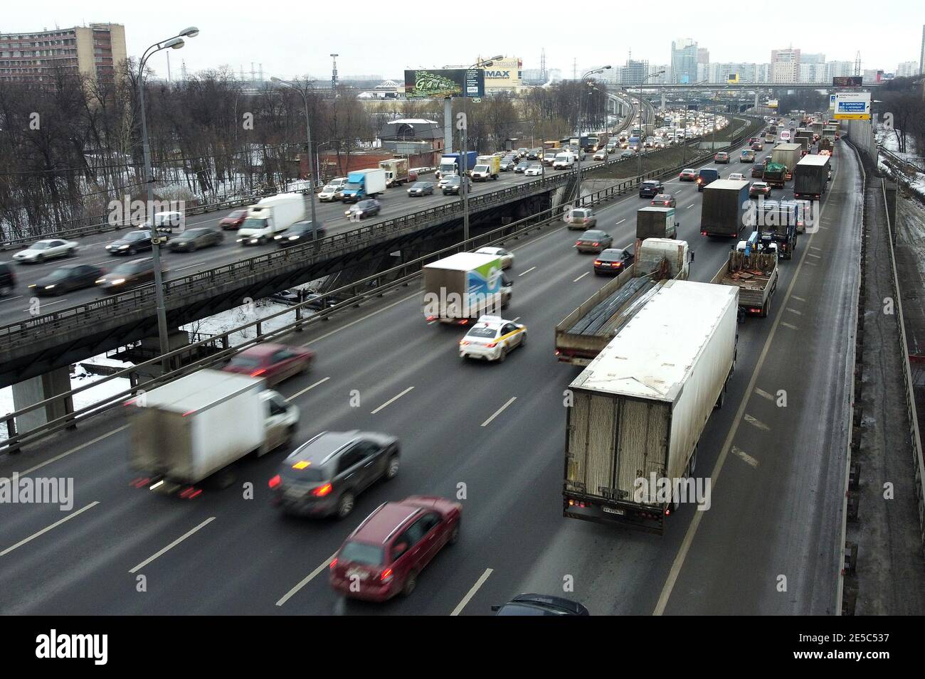 2020. Mosocw. The Moscow Automobile Ring Road, or MKAD traffic jam ...