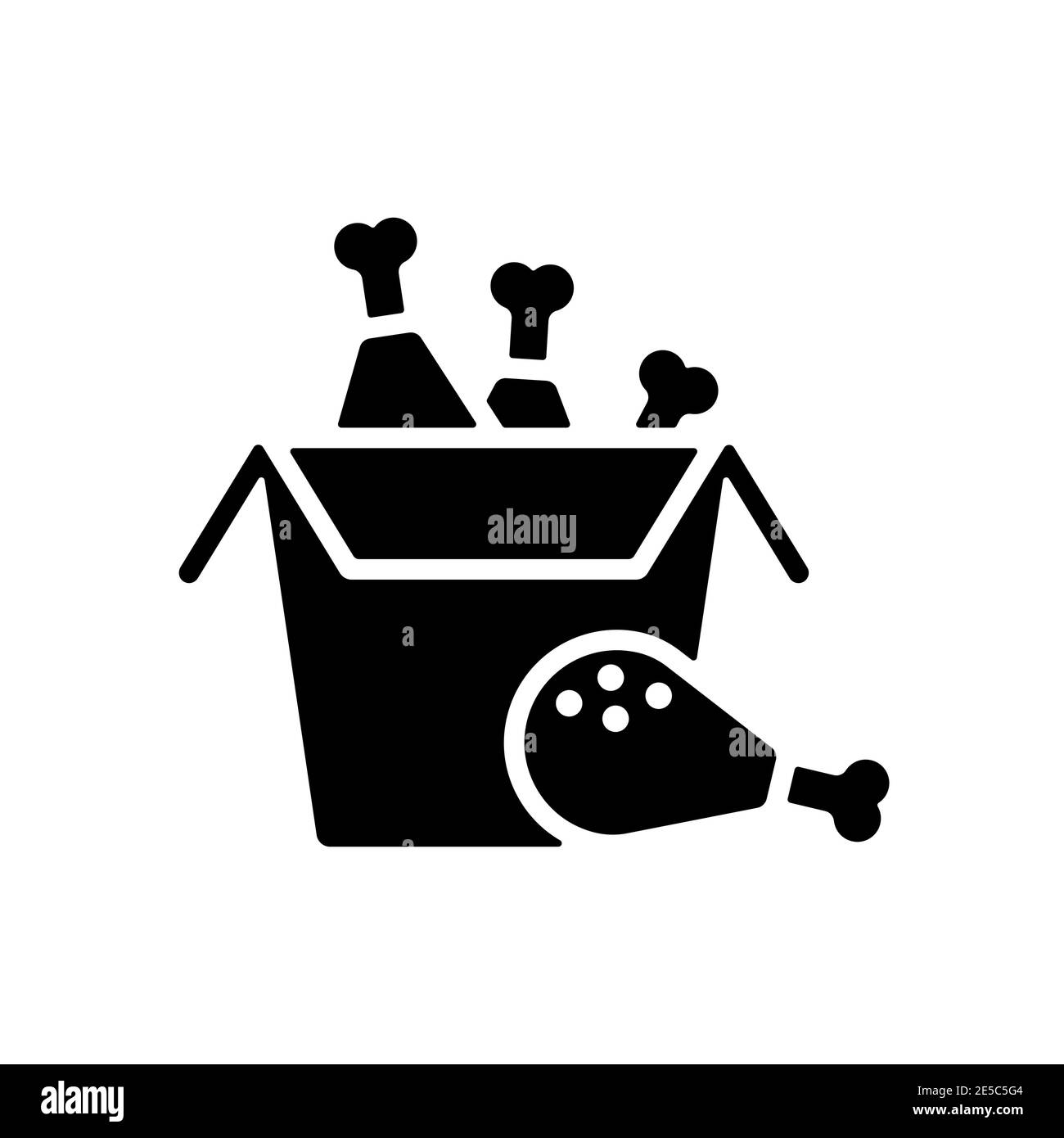 Fried chicken in the box vector glyph icon. Delivery sign. Graph symbol ...
