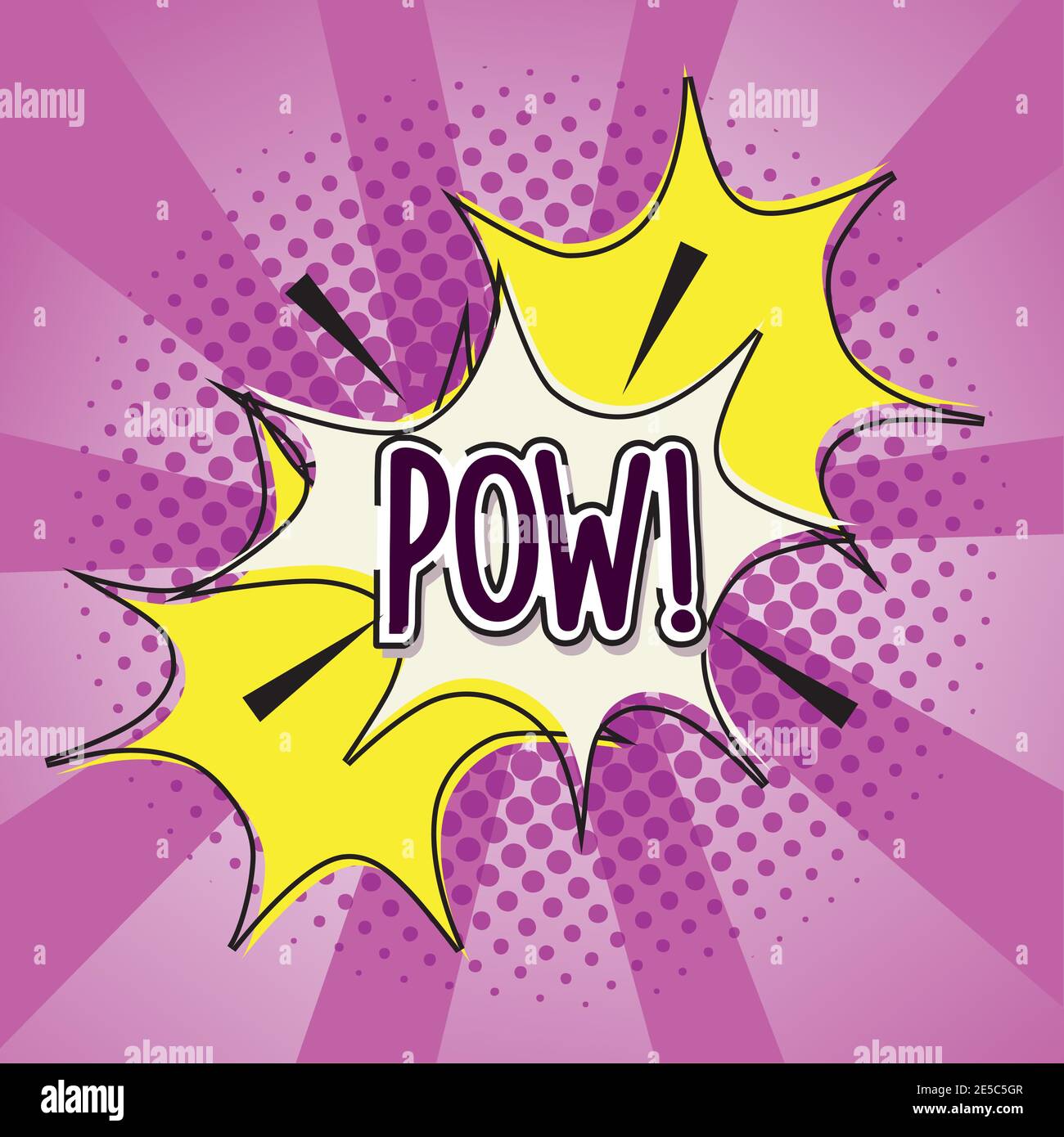 pop art pow lettering explosion comic halftone and sunburst background ...