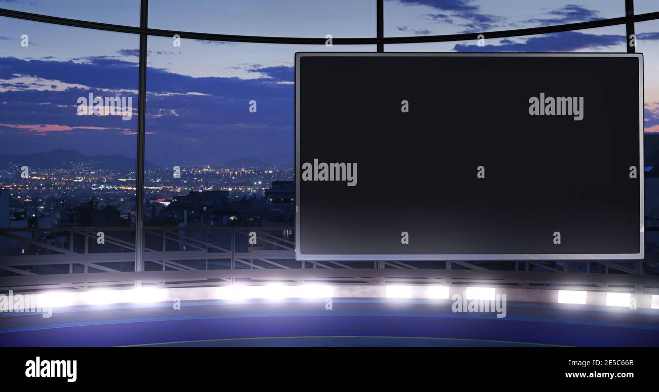 Industrial TV show backdrop with an empty screen. Ideal for virtual ...