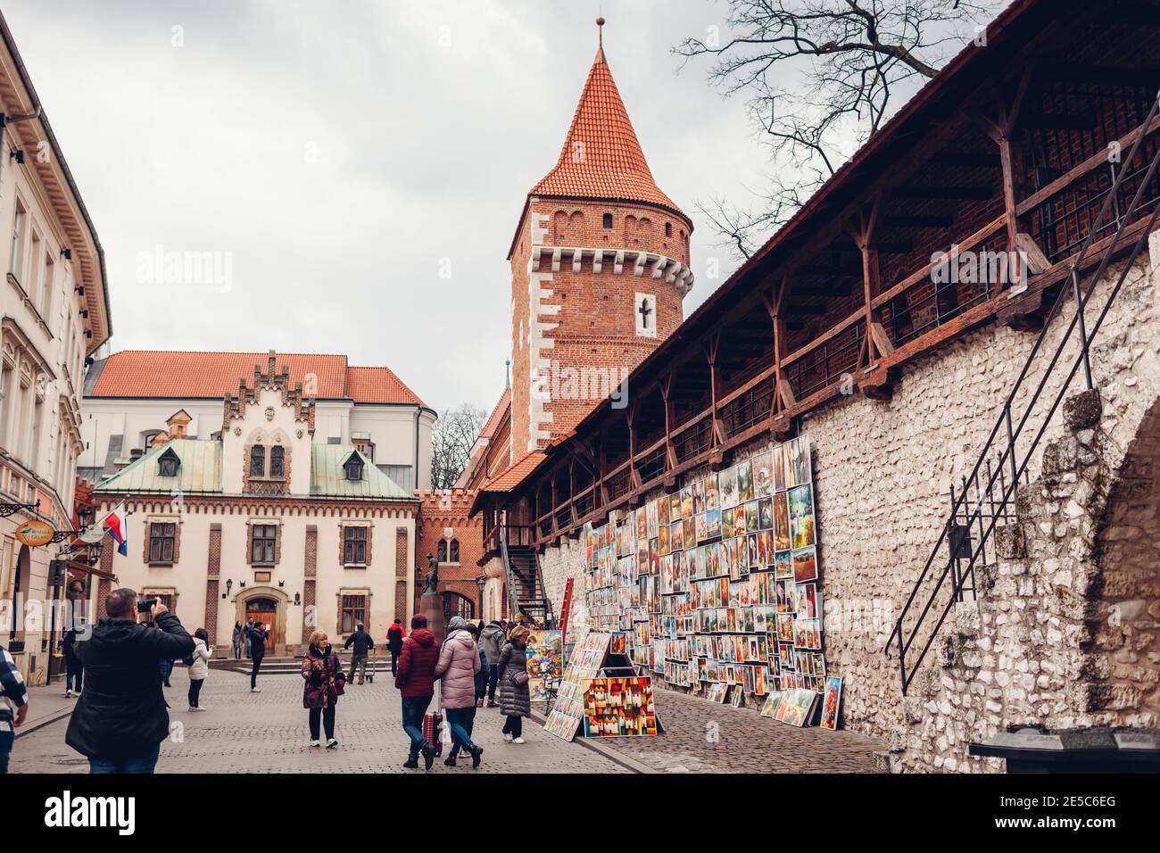 Gothic architecture krakow old town st florians gate hi-res stock ...