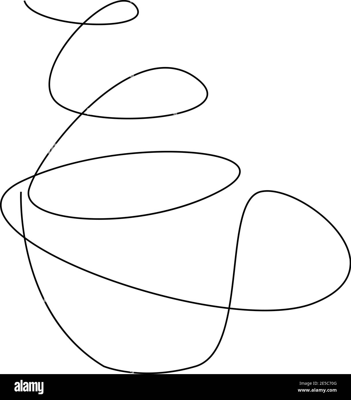 cup of coffee one line outline black doodle simple Stock Vector Image ...