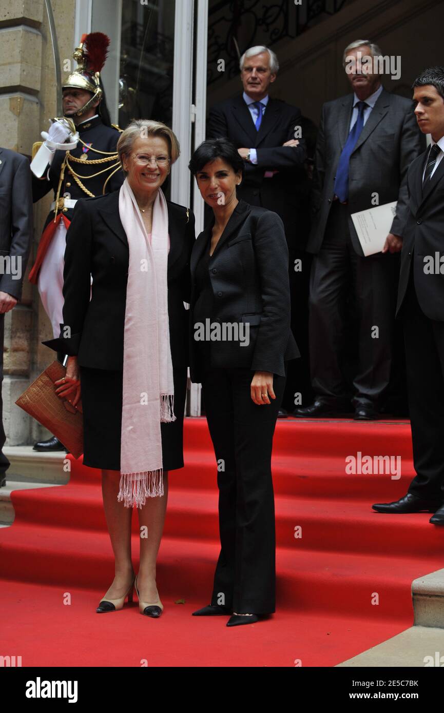 Michele Alliot-Marie and Rachida Dati leave ceremony where the ...