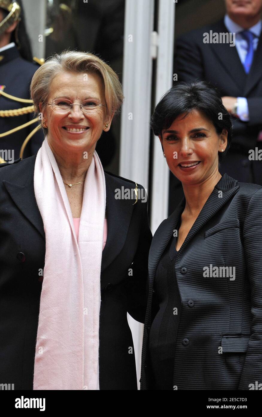 Michele Alliot-Marie and Rachida Dati leave ceremony where the ...