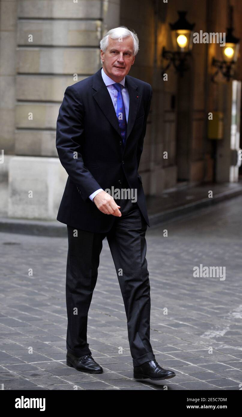 Michel Barnier arrives at ceremony where the amendment to the french ...