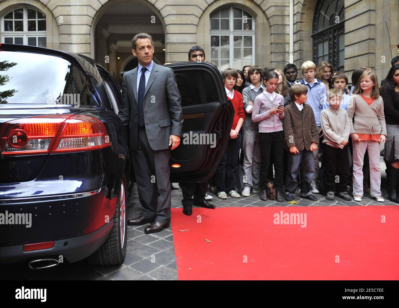 French President Nicolas Sarkozy arrives at ceremony where the ...