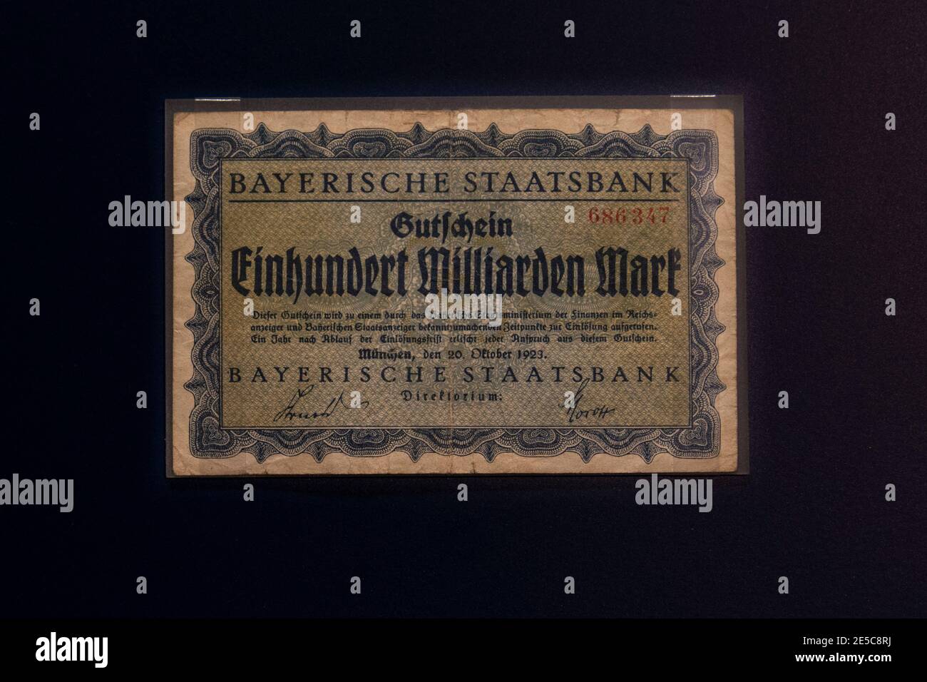 A Bavarian State Bank Einhundert Milliarden mark (100 billion mark ...