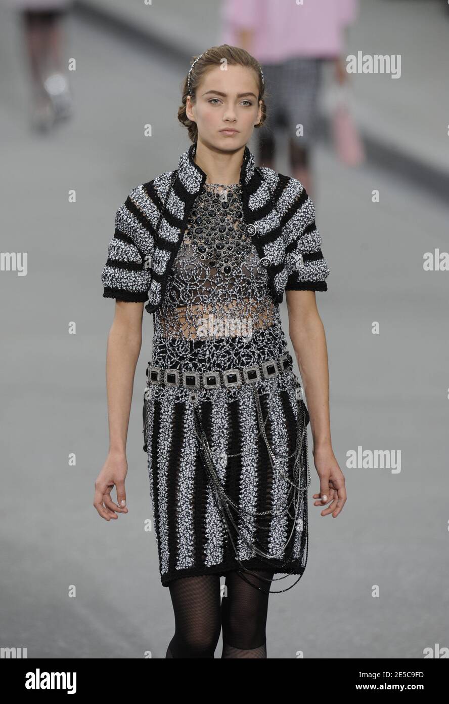 A model displays a creation by designer Karl Lagerfeld for Chanel house ...