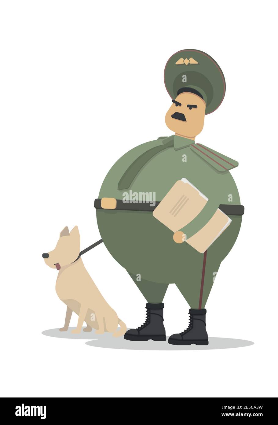 Flat vector illustration of officer in the military clothes with the ...